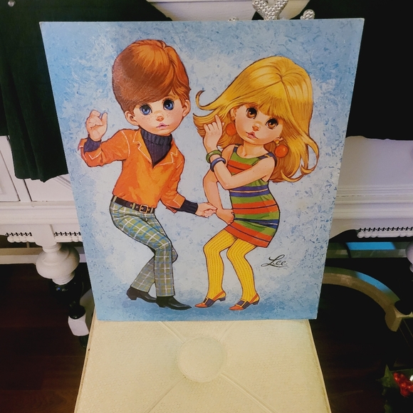 Art | Rare Vintage 196s Big Eyed Kids Dancing Gogo Art Print On ...